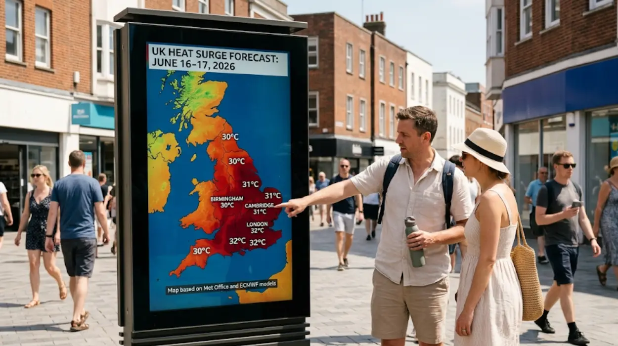 June UK Heat Surge Map 2026: 22 Counties Hit 30°C–32°C